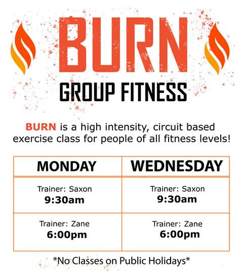 Burn Group Class Timetable - Forge Fitness1 - Forge Fitness